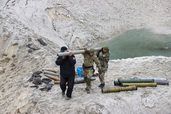 Servicemen Carry Shell They Work Dispose Editorial Stock Photo - Stock ...