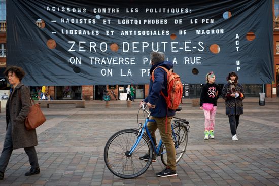Passersby Look Giant Banner Reading Lets Editorial Stock Photo - Stock ...