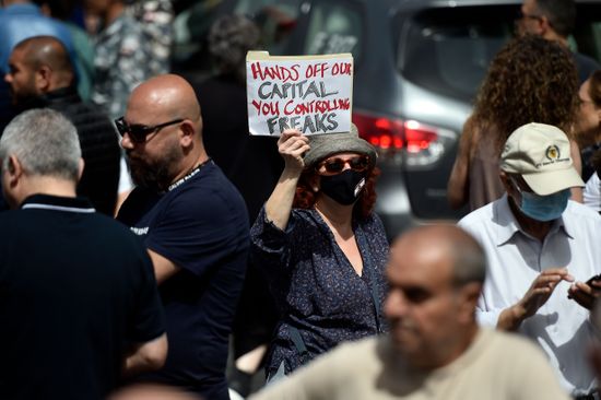 Lebanese Bank Customer Carries Placard During Editorial Stock Photo ...
