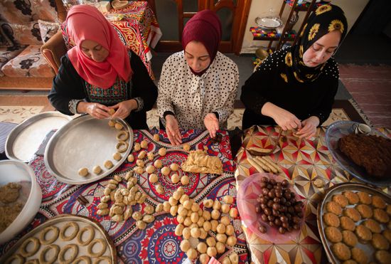 Palestinian Family Makes Traditional Sweets Their Editorial Stock Photo ...