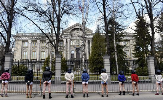 Demonstrators Stand Marks Blood On Their Editorial Stock Photo - Stock ...