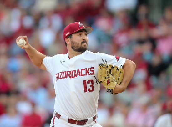 Connor Nolan 13 Arkansas Pitcher Brings Editorial Stock Photo - Stock ...