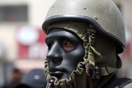 Palestinian Militants Fire Salute During Funeral Editorial Stock Photo ...