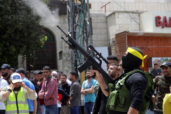 Palestinian Militants Fire Salute During Funeral Editorial Stock Photo ...