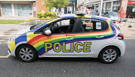 Rainbow Police Car During Swansea Pride Editorial Stock Photo - Stock ...