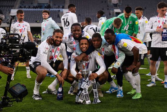 Fulham Players Celebrate Championship Trophy Editorial Stock Photo ...