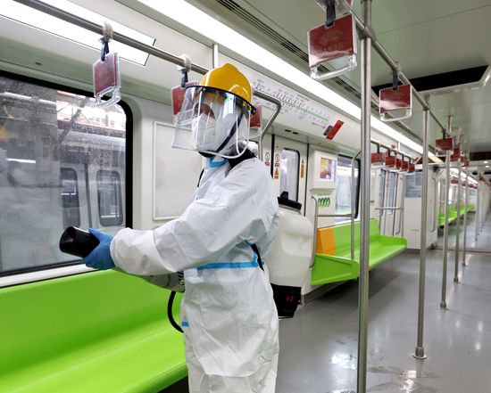 Sanitation Worker Disinfects Subway Carriages East Editorial Stock ...
