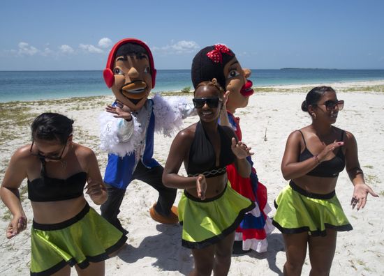 Several Tourism Workers Dance On Beach Editorial Stock Photo - Stock ...