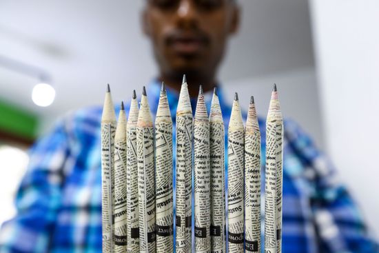 Kenyan Staff Momo Pencils Holds Some Editorial Stock Photo - Stock ...