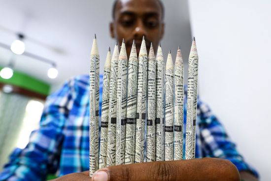 Kenyan Staff Momo Pencils Holds Some Editorial Stock Photo - Stock ...