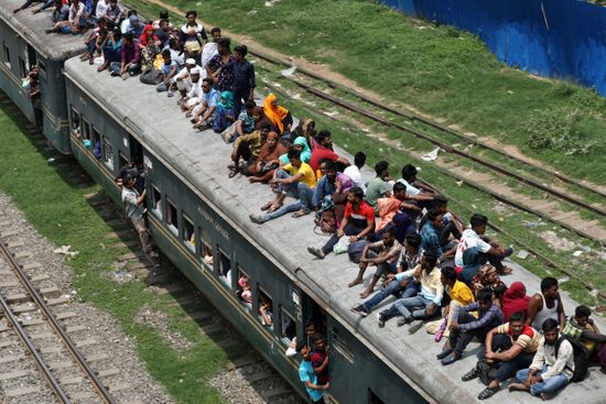 Migrant Workers Sit On Train Roof Editorial Stock Photo - Stock Image ...