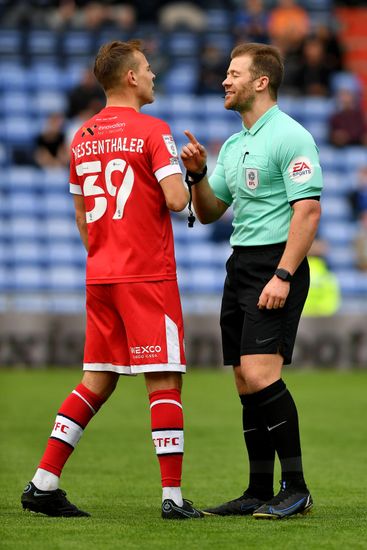 Referee Anthony Blackhouse Jake Hessenthaler Crawley Editorial Stock ...