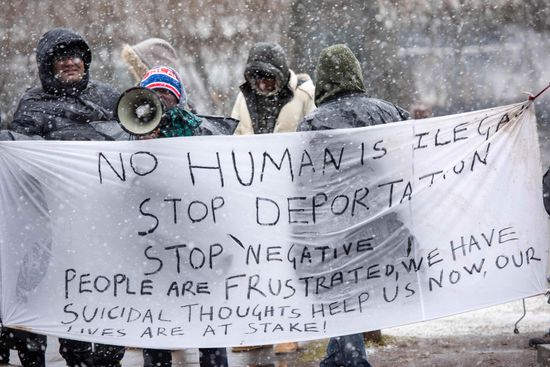 Refugees Protesting Third Day Row Heavy Editorial Stock Photo - Stock ...