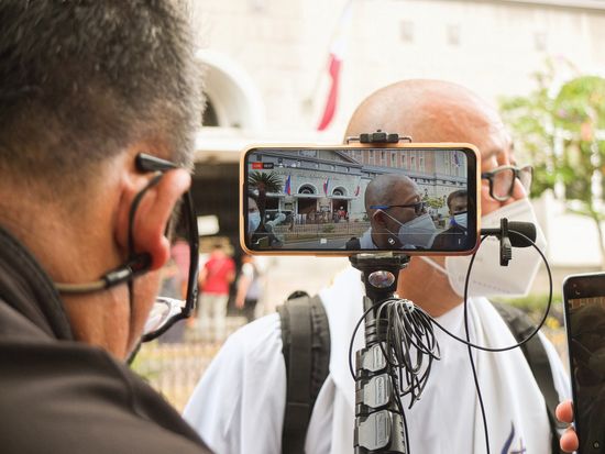 Running Priest Fr Robert Reyes Interviewed Editorial Stock Photo ...