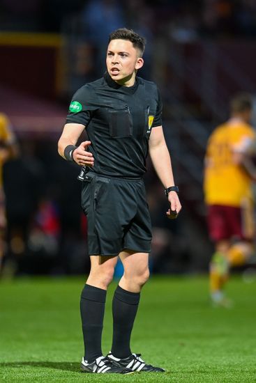 Referee Matthew Macdermid During Cinch Scottish Editorial Stock Photo ...
