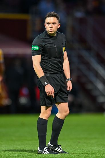 Referee Matthew Macdermid During Cinch Scottish Editorial Stock Photo ...