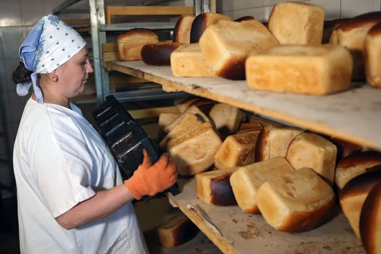 Bakery Worker Unloads Freshlybaked Bread Armed Editorial Stock Photo ...