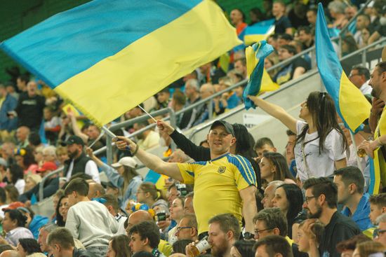 Ukraine Football Fans Ukrainian Flags Seen Editorial Stock Photo ...