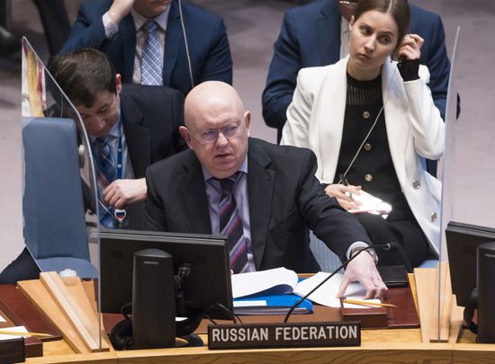 Russias Ambassador United Nations Vassily Nebenzia Editorial Stock