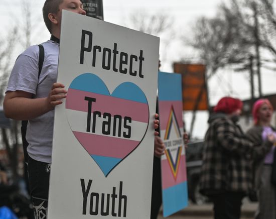 Activist Holds Placard Words Protect Trans Editorial Stock Photo ...