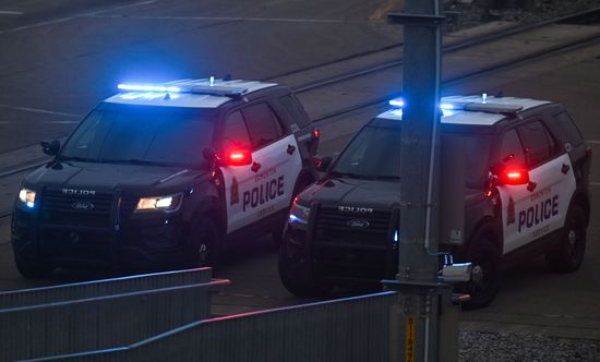 Police Cars Parked Outside Lrt Century Editorial Stock Photo - Stock ...