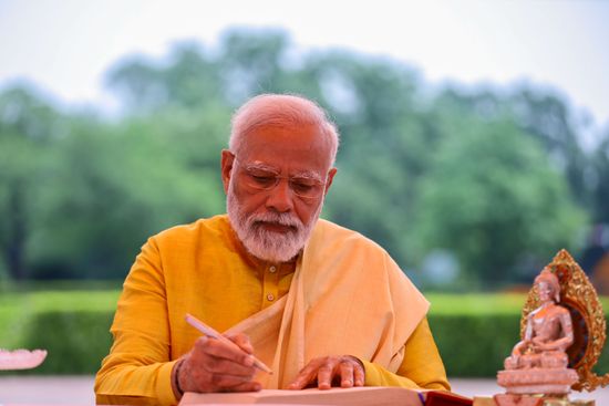 Indian Prime Minister Narendra Modi Signs Editorial Stock Photo - Stock ...