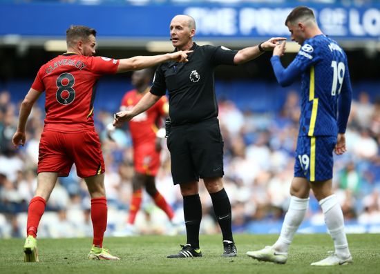 Referee Mike Dean Instructs Tom Cleverley Editorial Stock Photo - Stock ...