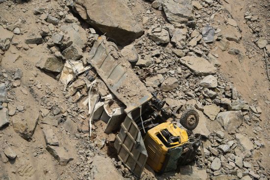 View Damaged Truck Buried Under Rocks Editorial Stock Photo - Stock ...