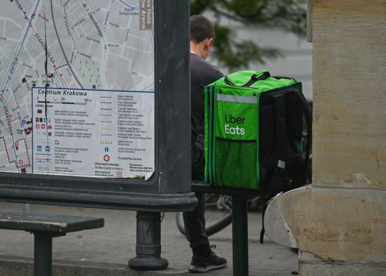 Uber Eats Courier Seen Krakow Center Editorial Stock Photo - Stock ...