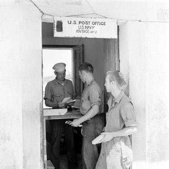 Sailors Standing Post Office American Naval Editorial Stock Photo ...