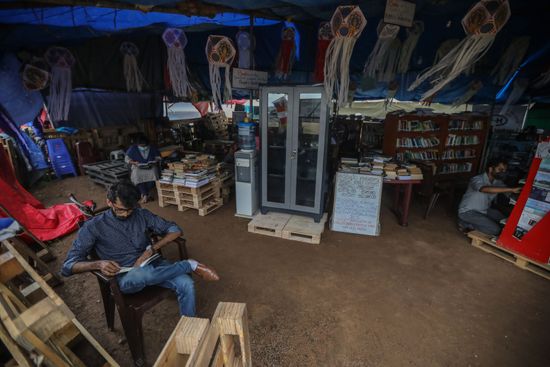Protesters Read Books Library Area Makeshift Editorial Stock Photo ...