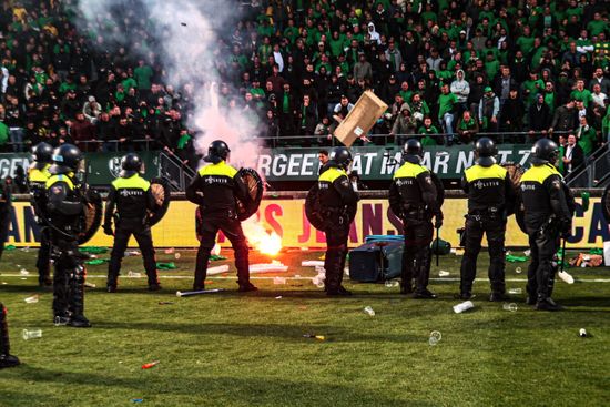 Security On Field Supporters Throw Firecrackers Editorial Stock Photo ...