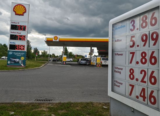 Fuel Prices Shell Gas Station Krakow Editorial Stock Photo - Stock ...