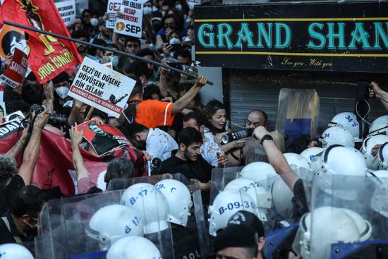 Protesters Shout Slogans They Clash Turkish Editorial Stock Photo ...