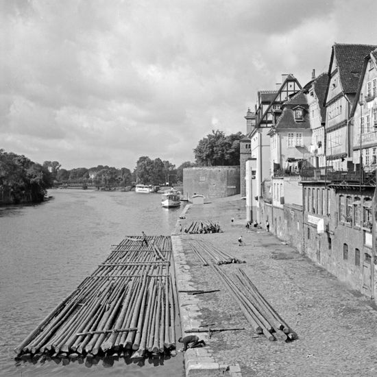 Ships Raft On River Fulda Shores Editorial Stock Photo - Stock Image ...
