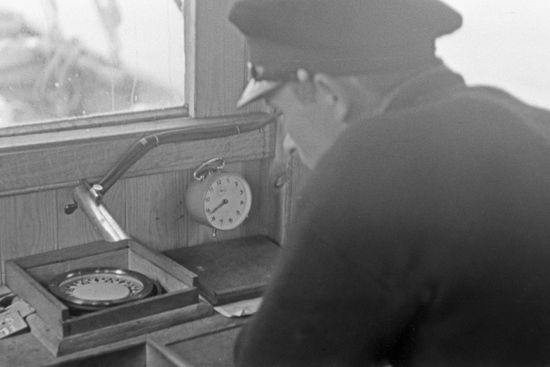 Deep Sea Fisherman Checking Compass Germany Editorial Stock Photo ...
