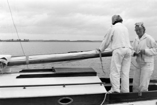 Two Yachtswomen Sailing Uniform On Boat Editorial Stock Photo - Stock ...