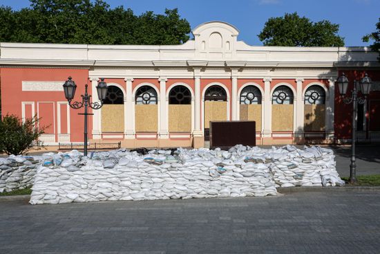 Theater Square Visible Barricade Sandbags Protective Editorial Stock ...