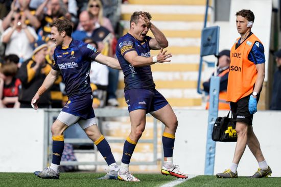 Jamie Shillcock Worcester Warriors Celebrates Teammate Editorial Stock ...