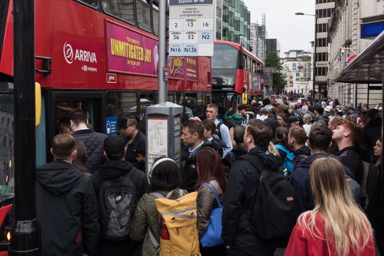 Commuters Form Large Queues Buses Outside Editorial Stock Photo - Stock ...