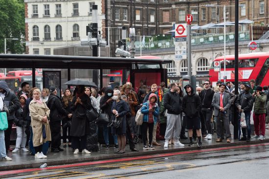 Commuters Form Large Queues Buses Outside Editorial Stock Photo - Stock ...