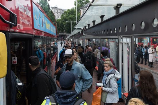 Commuters Form Large Queues Buses Outside Editorial Stock Photo - Stock ...