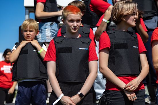 Young Child Wears Bulletproof Vest Students Editorial Stock Photo ...