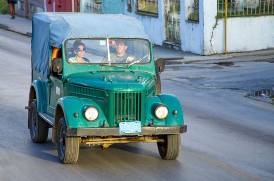 Cuban People Driving Obsolete Russian Jeep Editorial Stock Photo ...