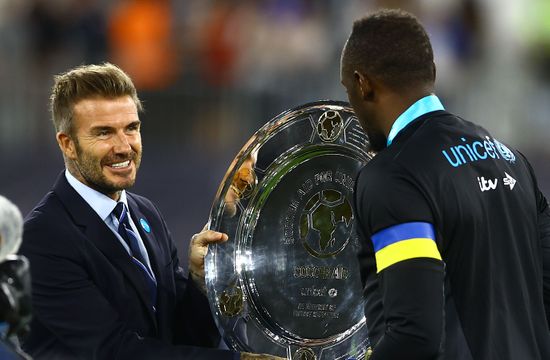 David Beckham Hands Trophy Usain Bolt Editorial Stock Photo - Stock ...
