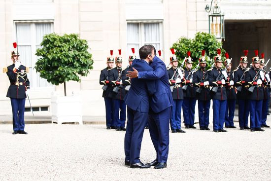 French President Emmanuel Macron L Hugs Editorial Stock Photo - Stock ...