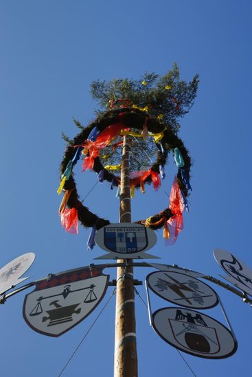 Maypole Decorated Tree Trunk Guild Signs Editorial Stock Photo - Stock ...