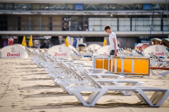 Employee Beach Bar Places Sun Loungers Editorial Stock Photo - Stock ...