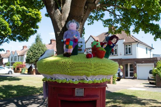 Pretty Knitted Post Box Toppers Have Editorial Stock Photo - Stock ...