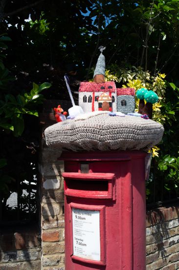 Pretty Knitted Post Box Toppers Have Editorial Stock Photo - Stock ...